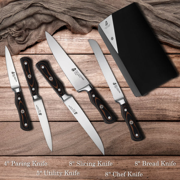 TUO Cutlery - TC1510 - 6 pcs Professional Knife Set with Wooden Block