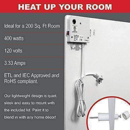EconoHome - Wall Mount Space Heater Panel - 400 Watt Convector Heater