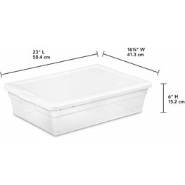 Sterilite 16558010 28 Quart/ 27 Liter Storage Box, White Lid w/ Clear
